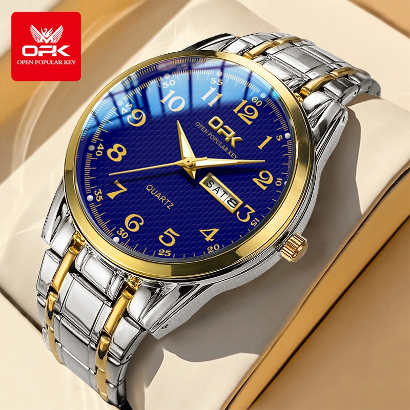 OPK Watch For Men Water Proof Original Quartz Stainless Steel Calendar ...