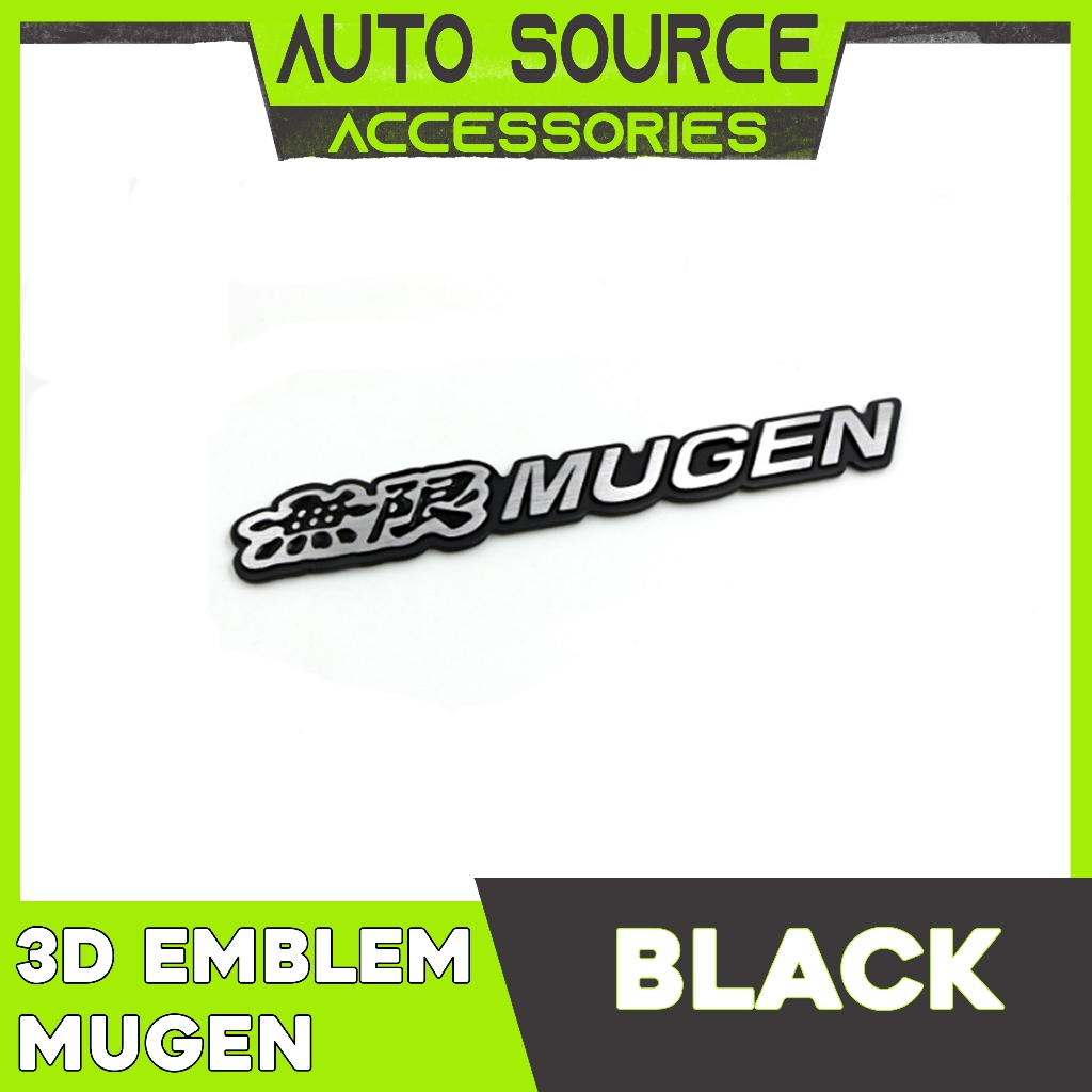 3D Emblem Mugen with BLACK Japanese Character (adhesive sticker ready ...
