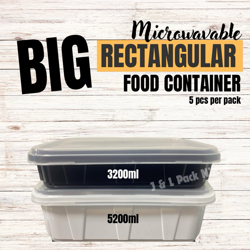 5pcs Party Tray 3200ml 5200ml Microwavable Food Container | Shopee ...
