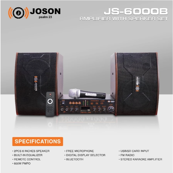 JOSON Karaoke System JS-6000 Micro Component System Amplifier with 2pcs ...