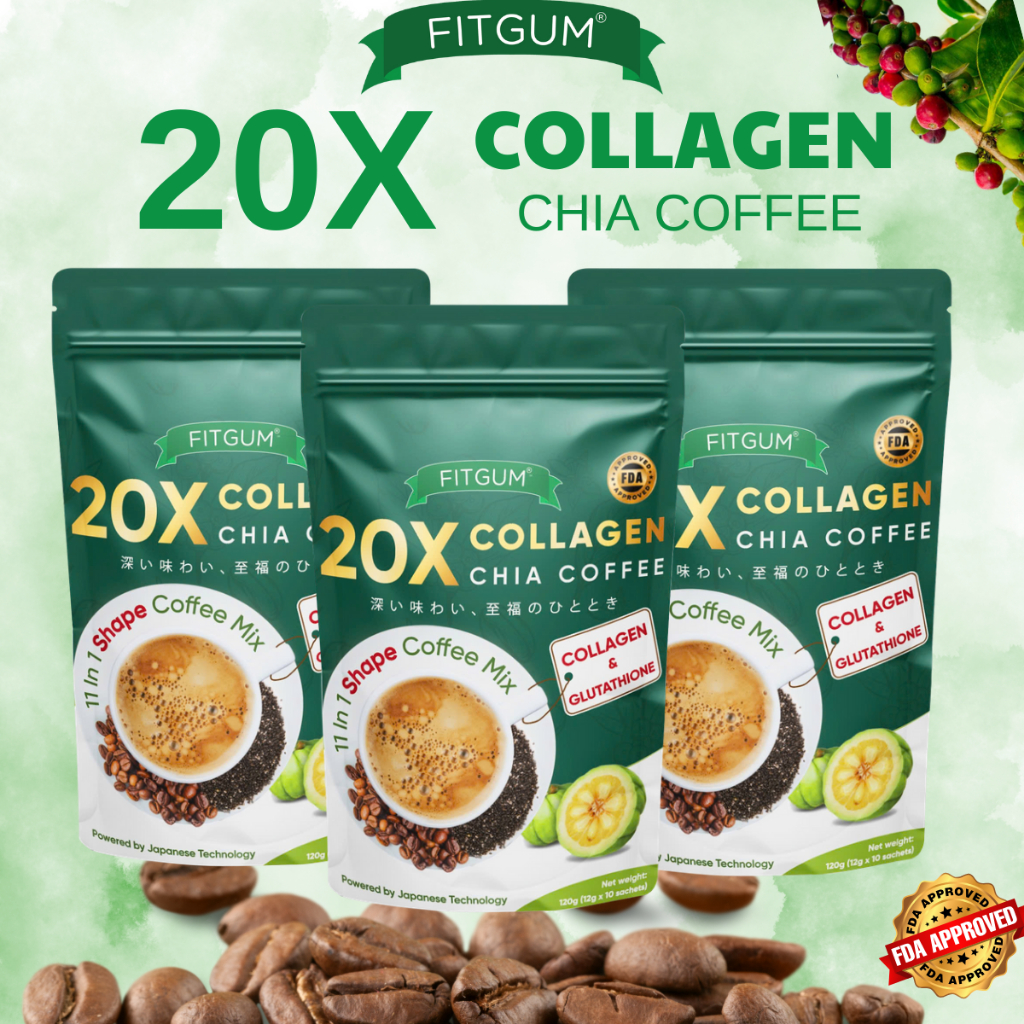 FITGUM 20X Collagen Chia Coffee Original 11IN 1 for Loss Weight ...