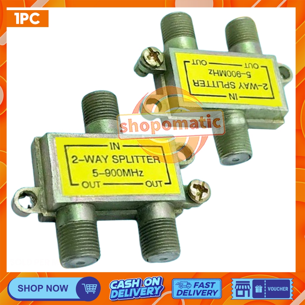 SHOPOMATIC Two Way Coax Splitter Signal Coaxial F Connector Cable TV ...