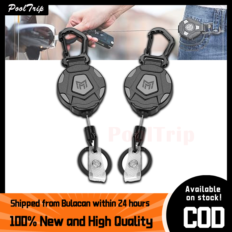 Heavy Duty Retractable Steel Wire Pull Reel Carabiner Retractable Badge ...