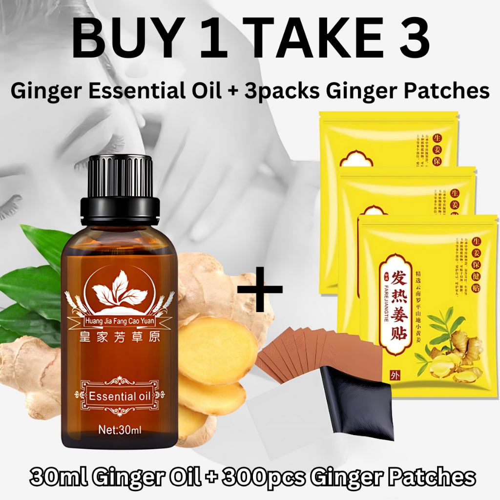 Buy 1 Take 3 Ginger Essential Oil 30ml + 100pcs/pack Ginger Patches for ...