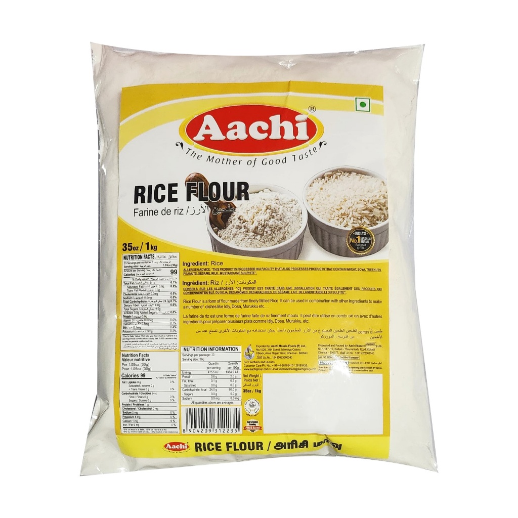 Aachi Rice Flour - Chawal Ka Atta - Gluten Free - 100% From India (1kg ...