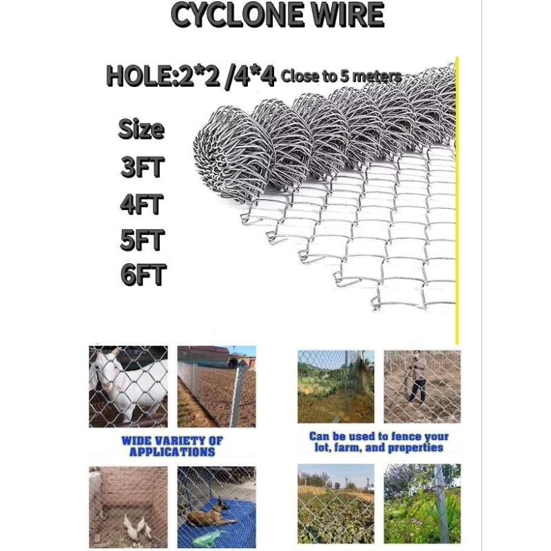 5m Length GALVANIZED CYCLONE WIRE 2×2 4×4 hole.width:5ft,6ft farm face ...
