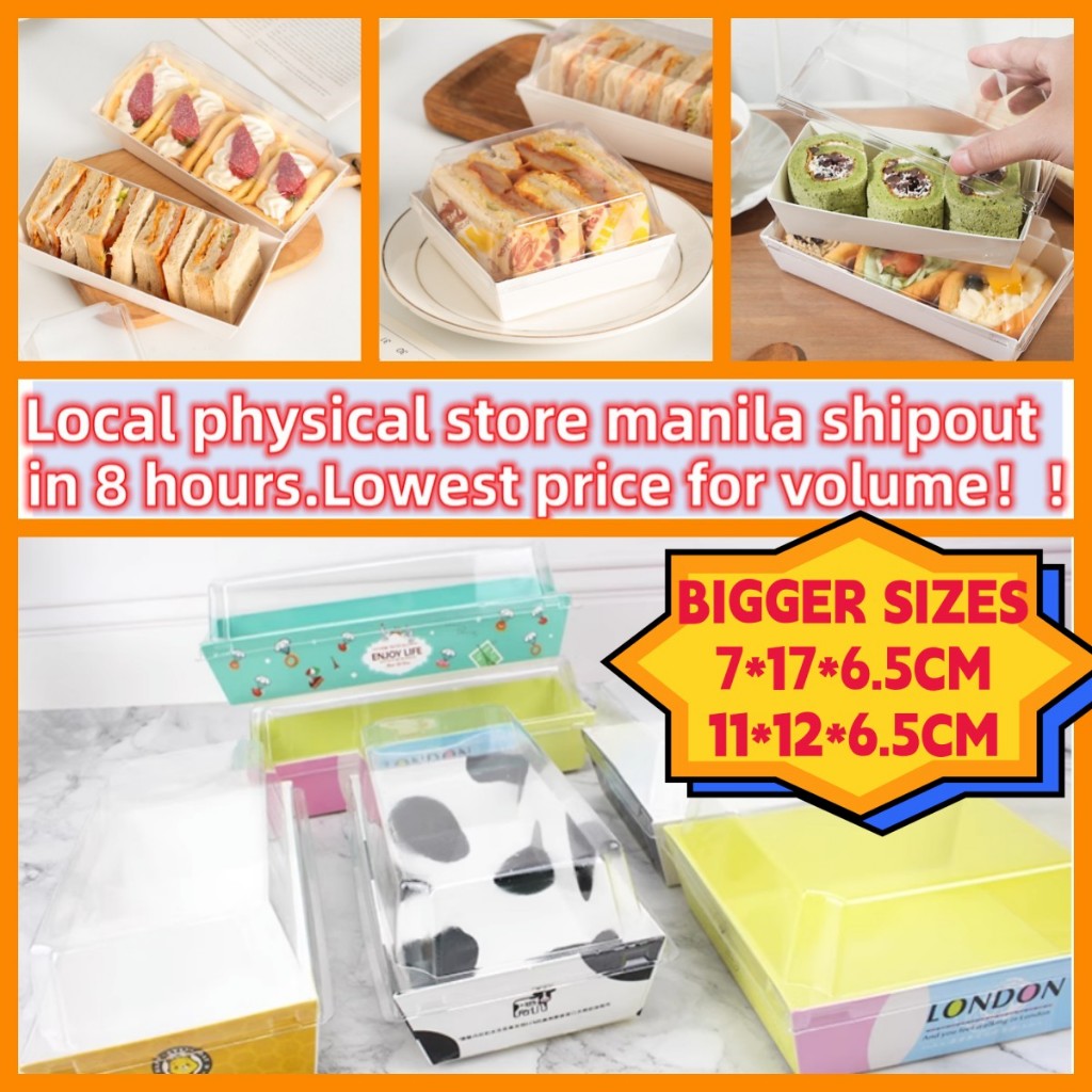 COD Kraft Sushi Tray Sandwich Box with Lid Pastry Dessert Box Sandwich ...