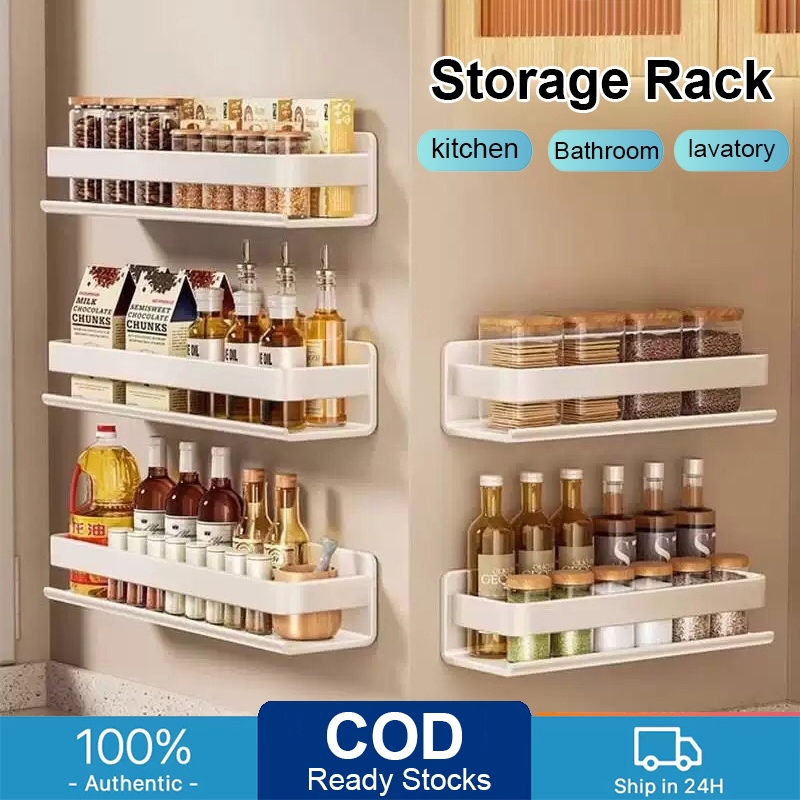 Wall Mounted Condiments Organizer Utensils Spice Rack Holder Kitchen ...