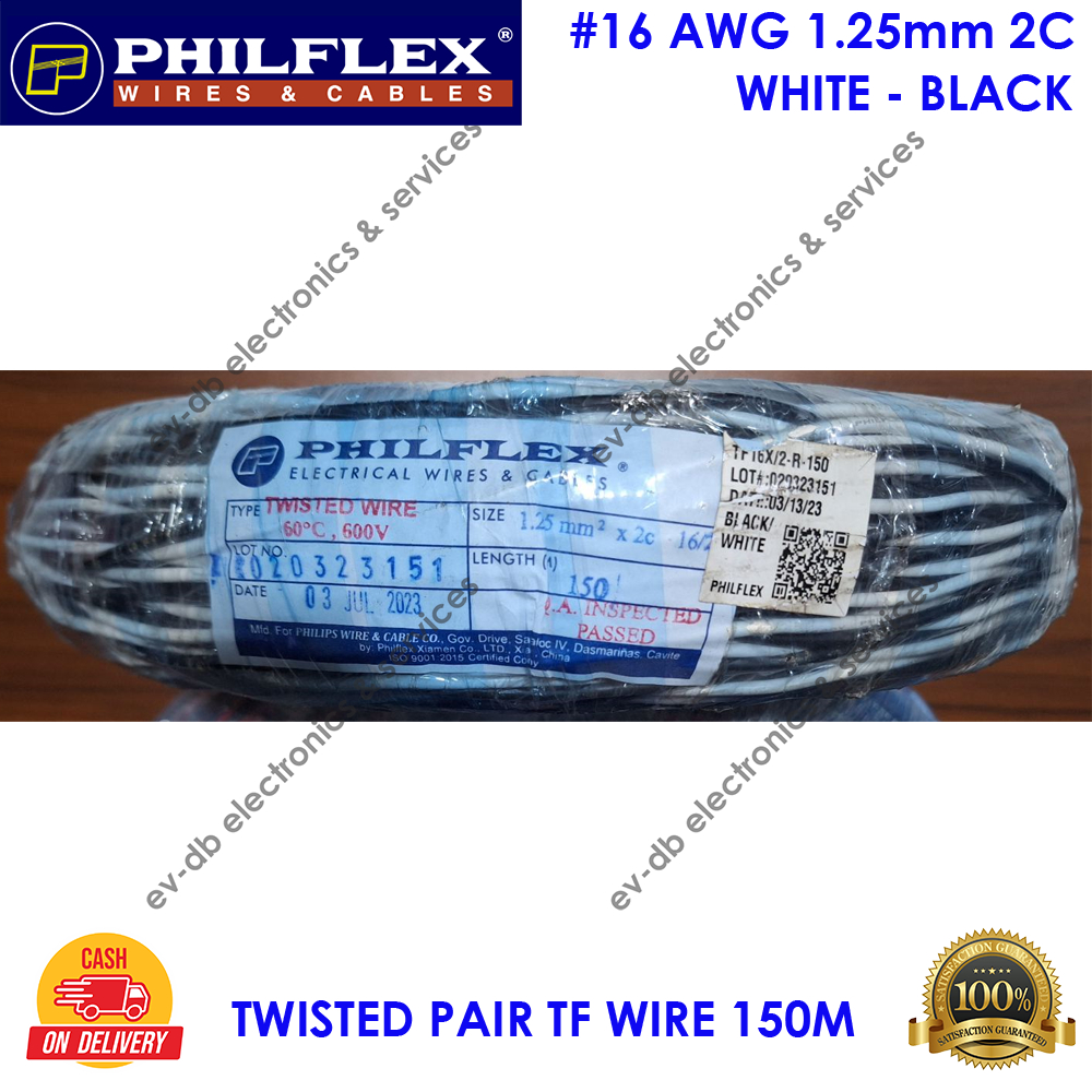Philflex Twisted TF Wire #16AWG(2x1.25mm2) Red/Black White/Black FDAS ...