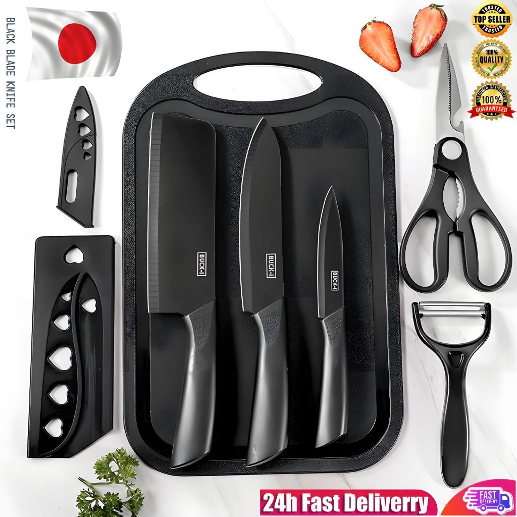 6 in 1 Knife Set Stainless Steel Chef Knife Bread Knife Cleaver ...