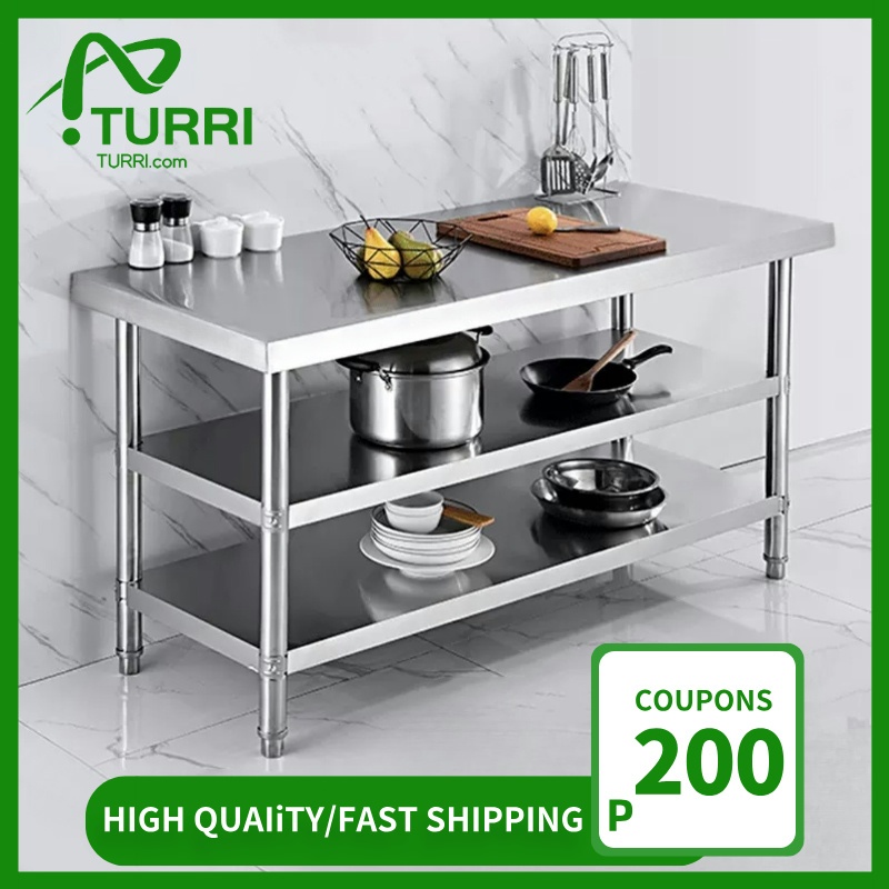 TURRI 3-tier kitchen table console table long table Commercial 304 stainless table cooking table ...