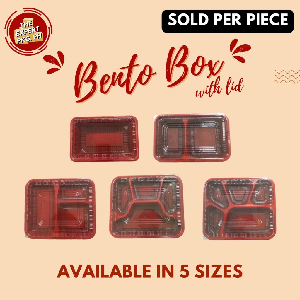 Bento Box Trays With Plastic Lid 1 2 3 4 5 Division - Sold Per Piece ...