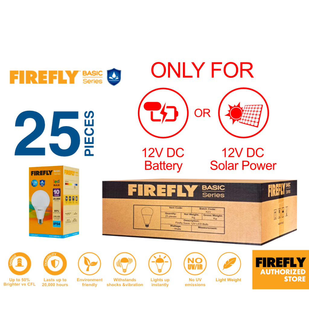 25pcs or 1 Box Firefly Basic Series 12V DC LED Light Bulb Lamp | Shopee ...
