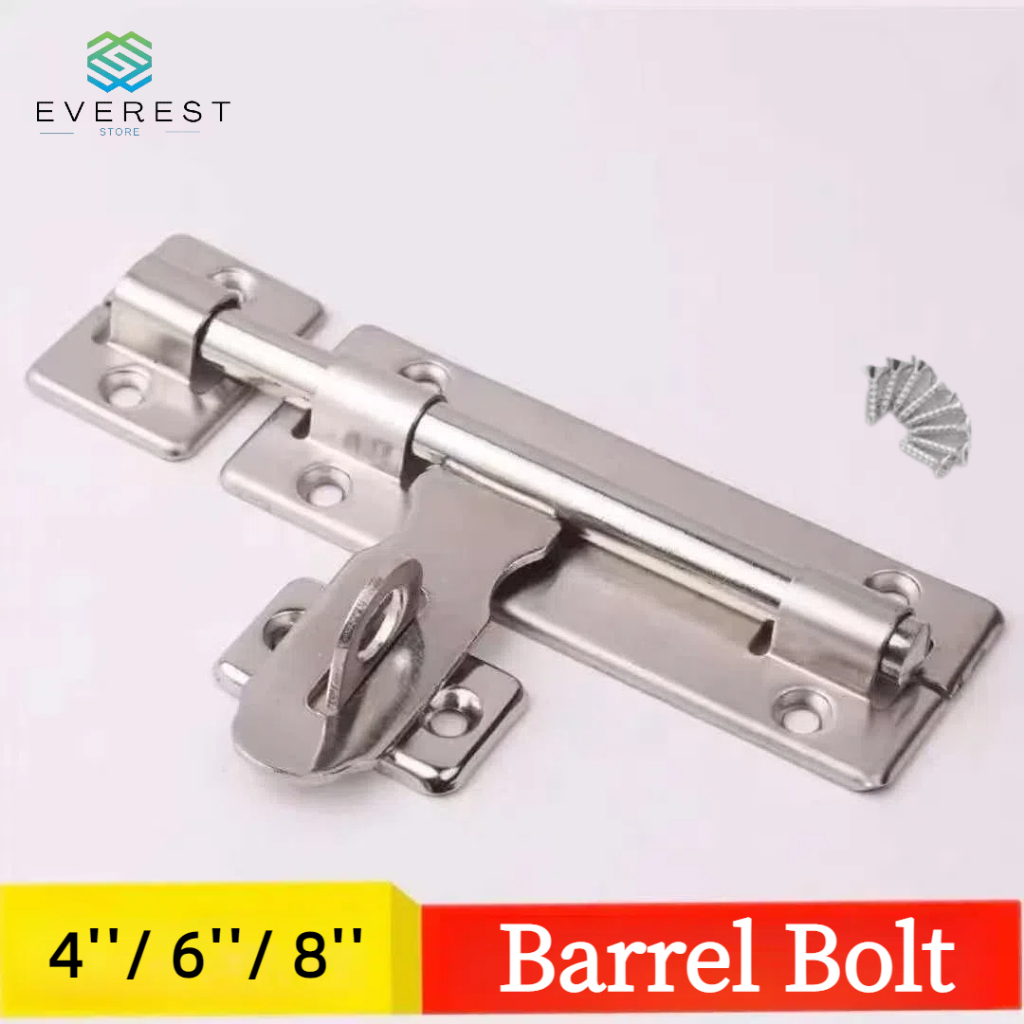 Steel Door Lock Barrel Bolt W/Hasp 4''/ 6'' /8'' | Shopee Philippines