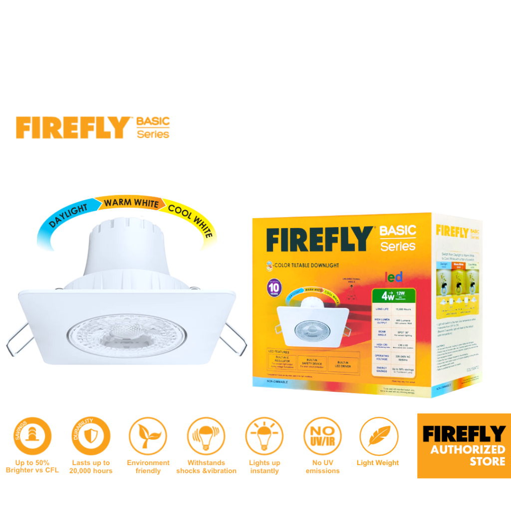 Firefly Basic Series Tri-Color Tiltable LED Downlight | Shopee Philippines