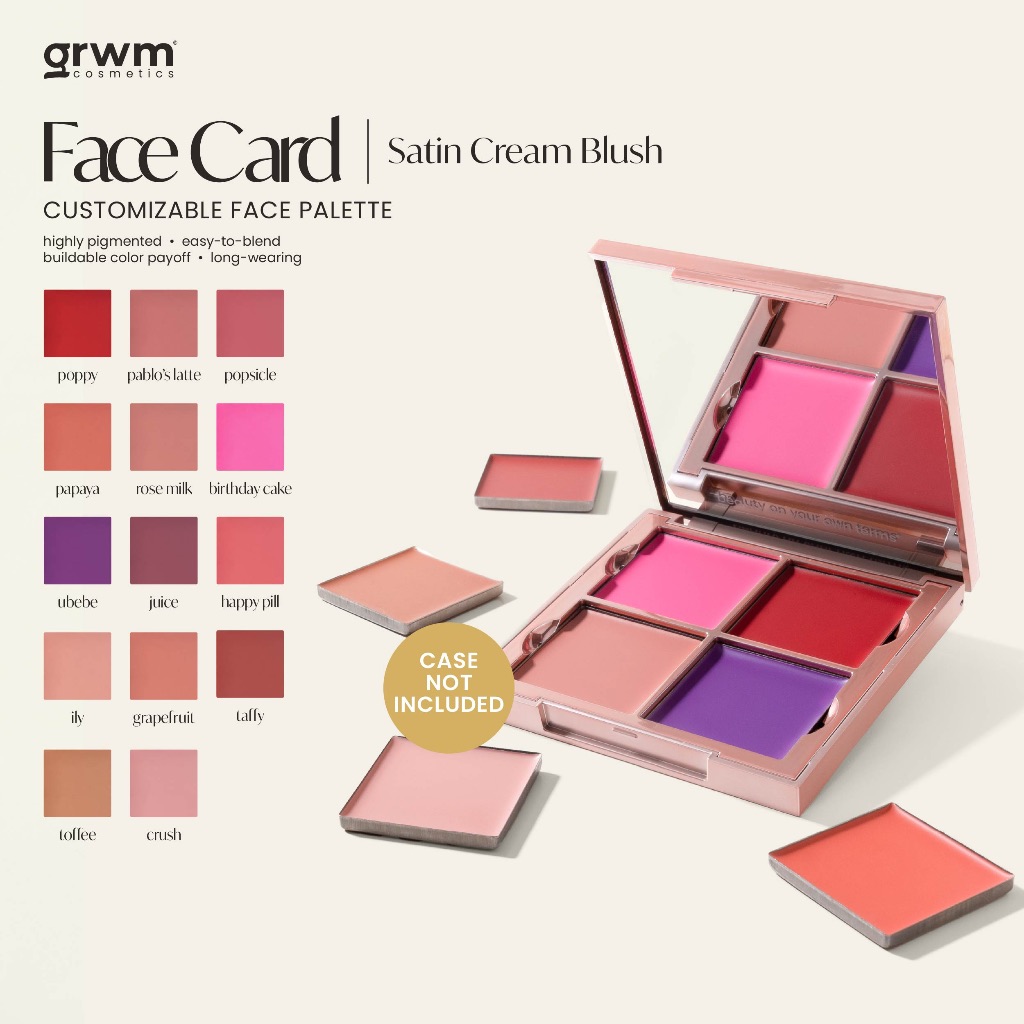 GRWM Cosmetics Face Card Satin Cream Blush [CASE NOT INCLUDED] | Shopee ...