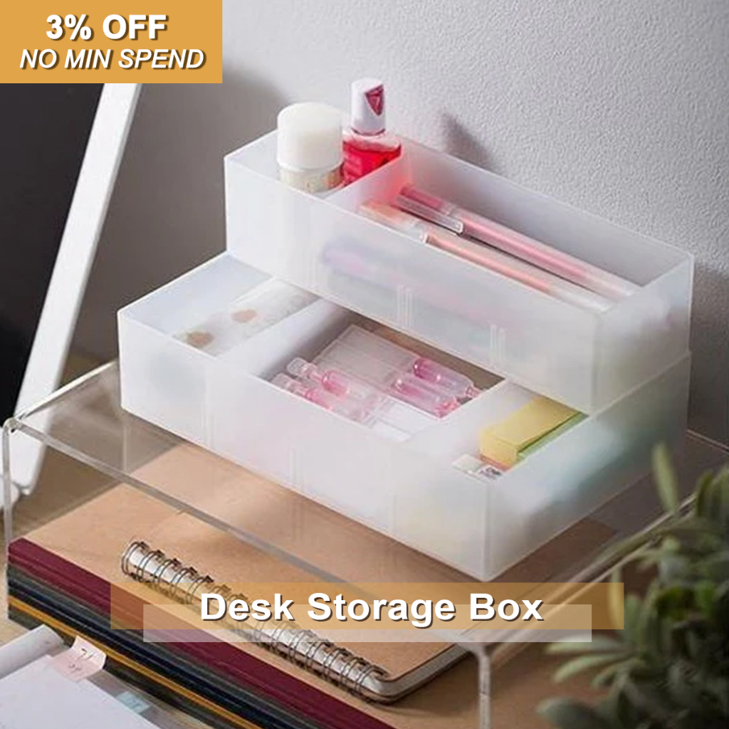 HomeIQ Desk Storage Box Small Large Multipurpose Organizer Office Home ...