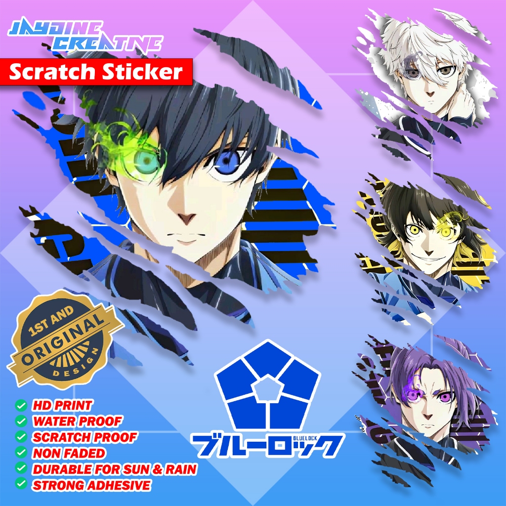 Blue lock Scratch Design Sticker, Indoor Outdoor Vinyl Sticker ...