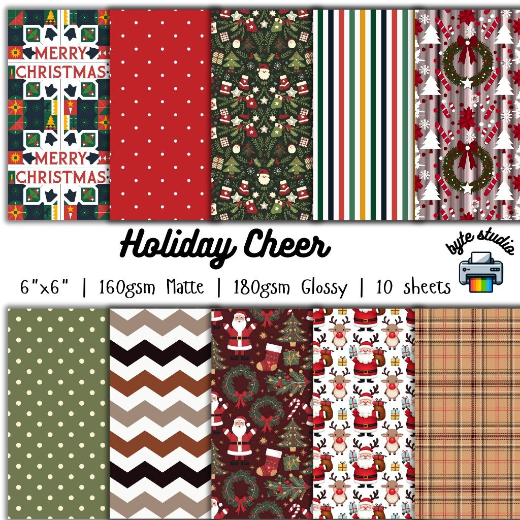 10 Sheets Holiday Cheer by byte studio | Cardstock Craft Paper Junk ...
