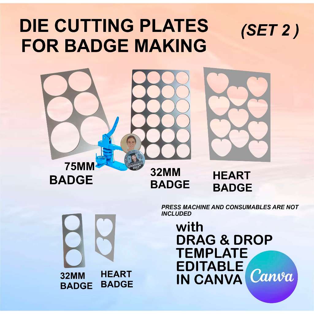 METAL DIE CUT FOR BADGE MAKING SET 2 | Shopee Philippines