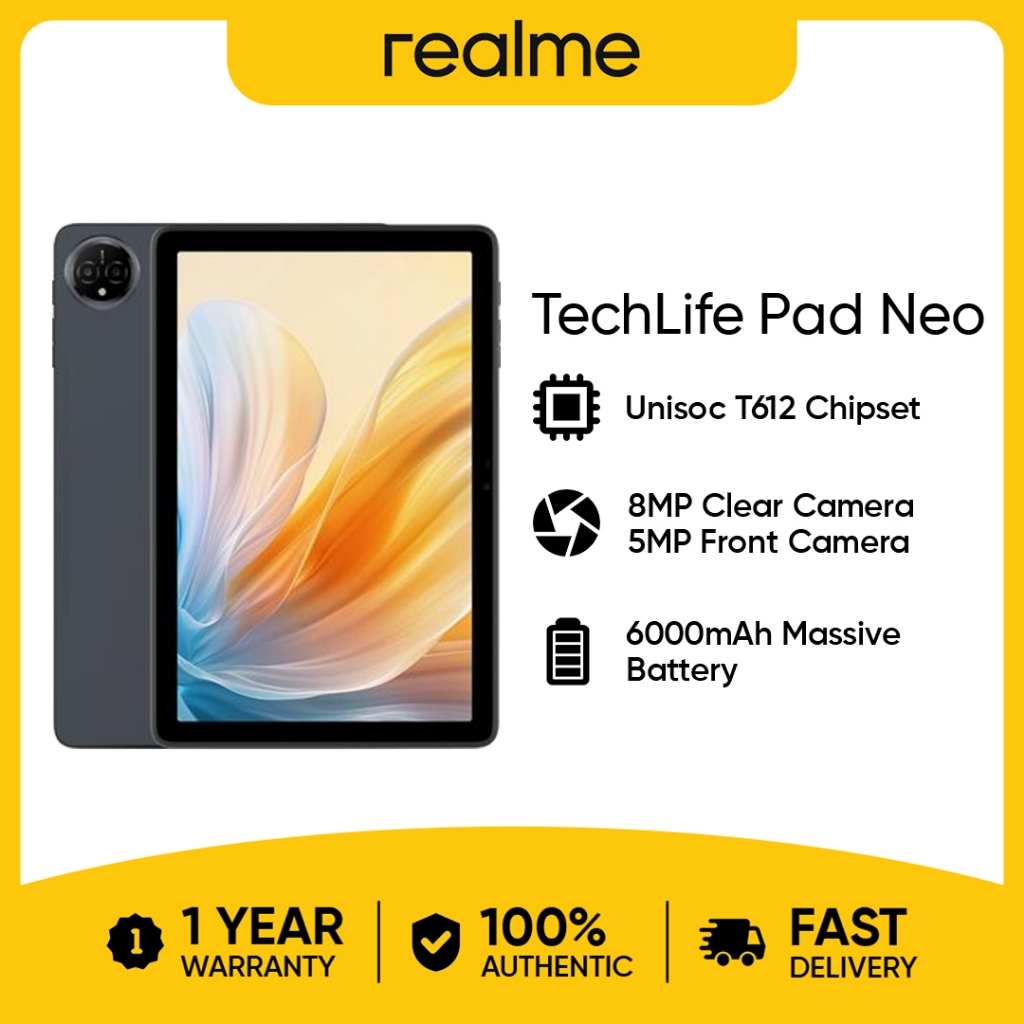 realme TechLife Pad Neo Tablet | 4GB+64GB | Unisoc T612 Processor | 10. ...