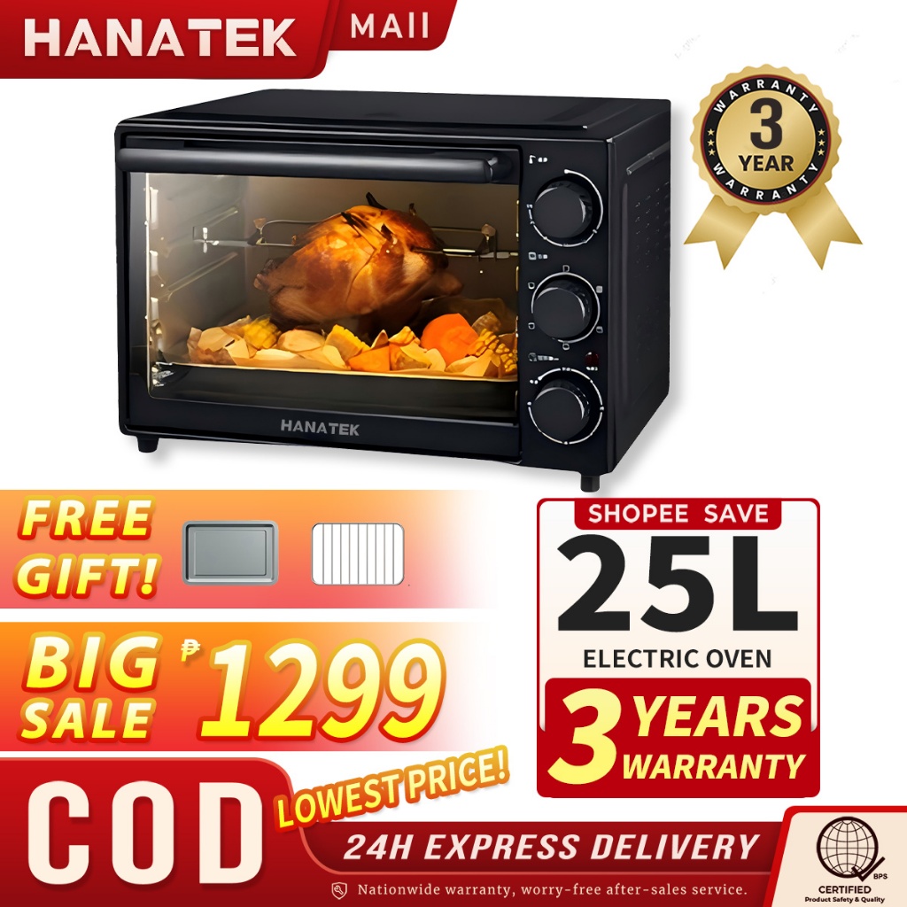 HANATEK Electric Oven 25L Household Toaster Oven Multifunctional ...