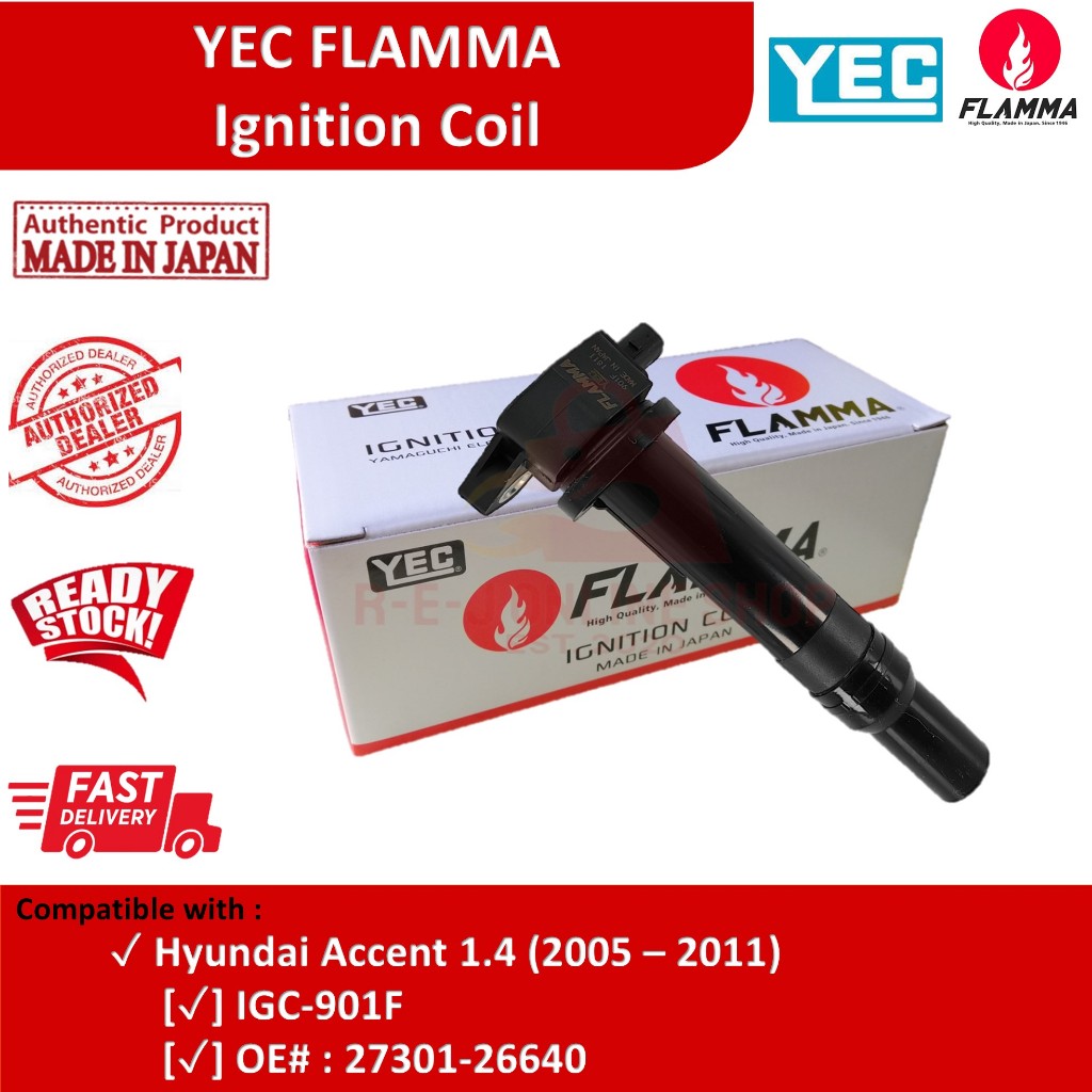 YEC FLAMMA Ignition Coil IGC-901F Hyundai Accent 1.4 (2005 - 2011 ...
