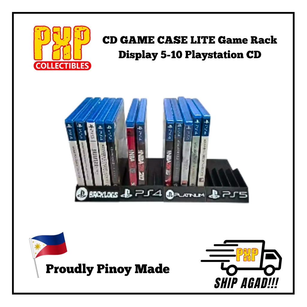 CD GAME CASE LITE Game Rack Display 5-10 Playstation CD w/ANTI SLIP ...