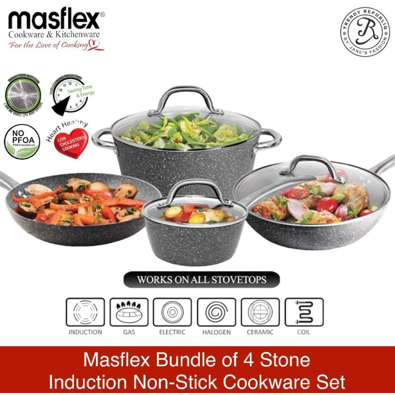 Masflex Stone Forged Non-Stick Induction Ready Cookware Set | Shopee ...
