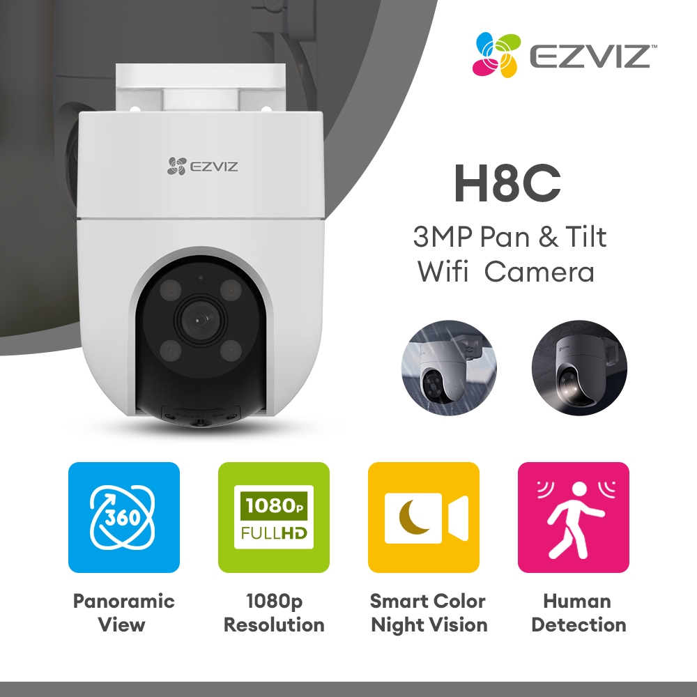 H8C Pro 3MP Outdoor Pan & Tilt Wi-Fi Camera Night Vision 360° Coverage ...