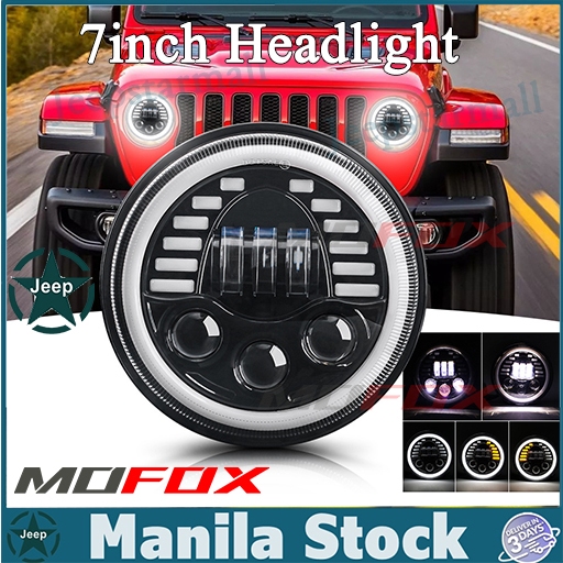 MOFOX E2 Car 7inch Headlight 60W Hi/Lo Beam Turn Signal Jeep Wrangler Auxiliary Light Driving ...