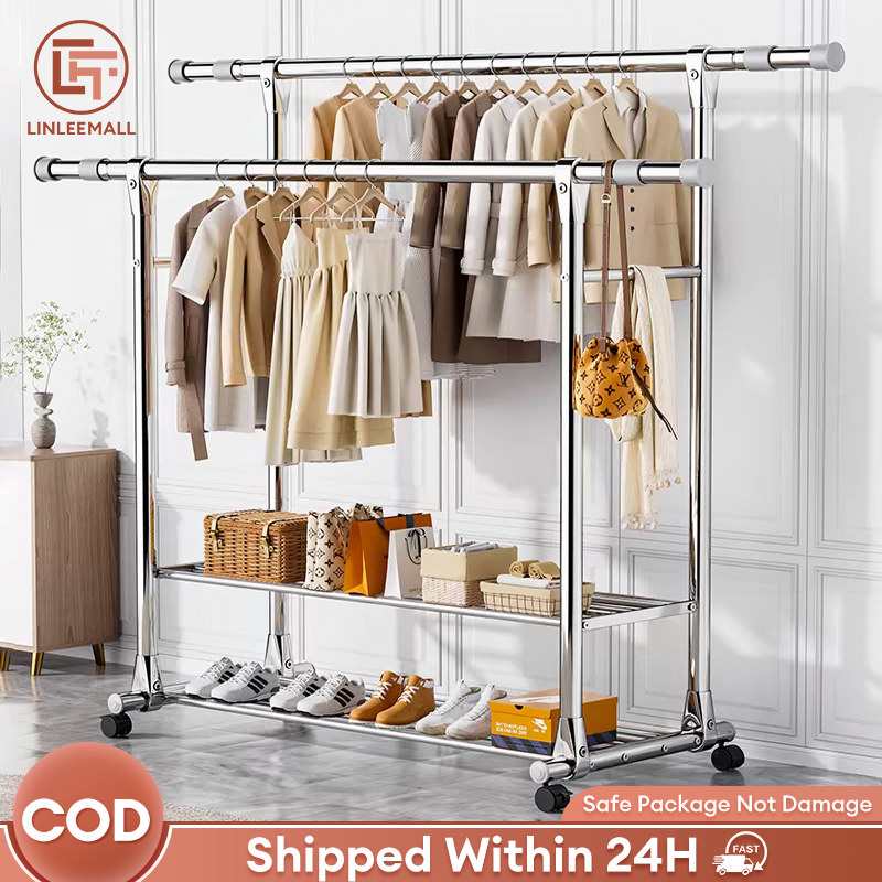 Stainless Clothe Rack Double Poles Foldable Drying Rack Foldable ...