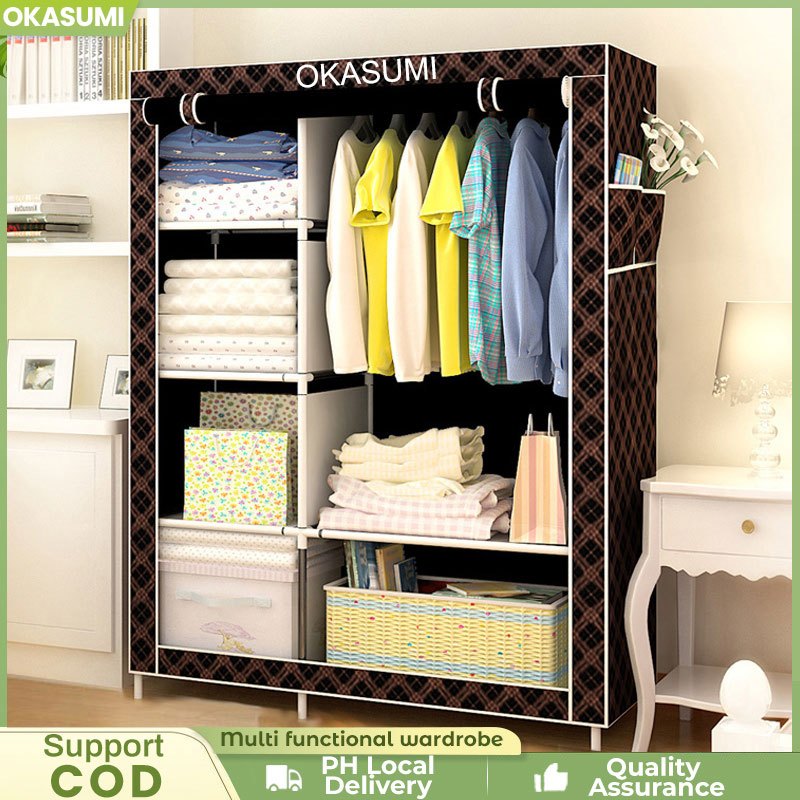 Okasumi Non-Woven Wardrobe Big Size Clothes Storage Wardrobe Dustproof ...