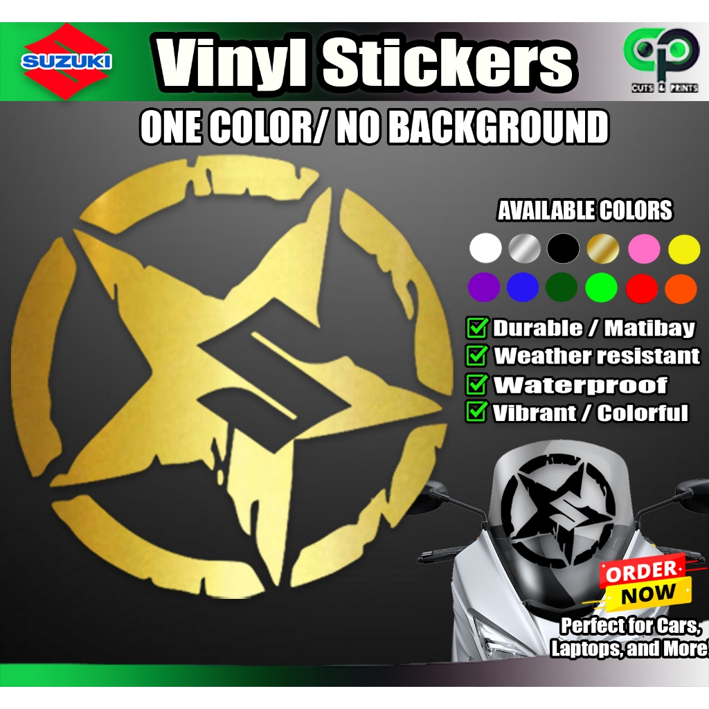 Suzuki Logo 002 (Star)- Vinyl Sticker For Laptop, Motorcycle, Car, Etc ...