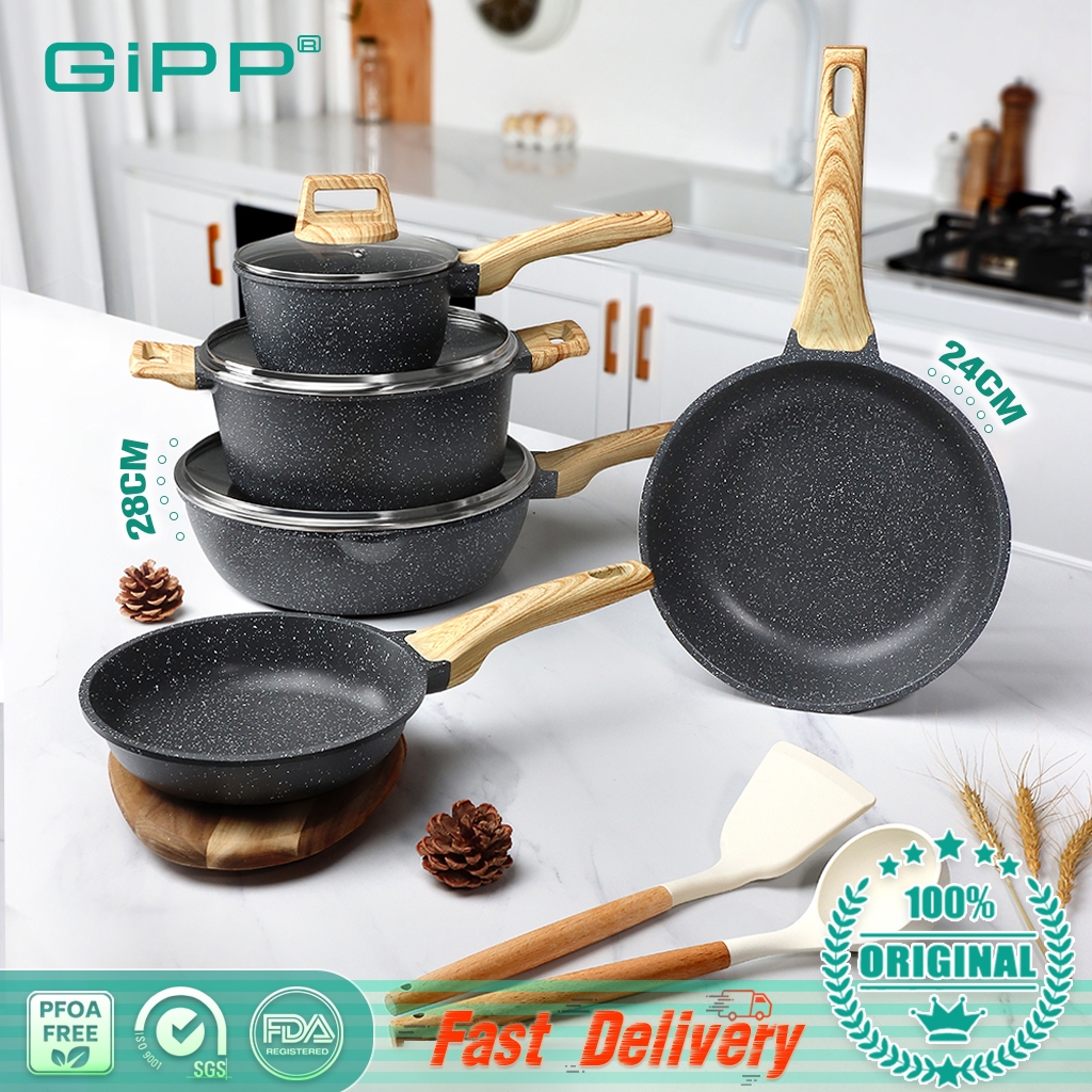 GIPP 10Pcs Non Stick Cookware Set Induction Cookware Set, Kawali ...