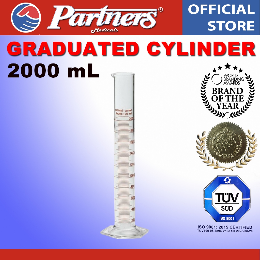 Partners Graduated Cylinder 2000ml - Glass (1 Piece) | Shopee Philippines