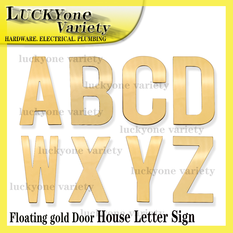 FLOATING GOLD DOOR HOUSE LETTER SIGN A-Z (ADHESIVE TAPE) | Shopee ...