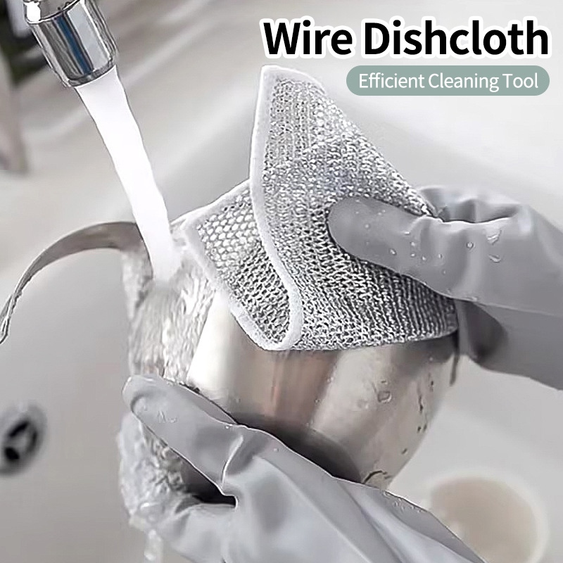 Wire Cleaning Cloth Dishwashing Scrubber Non-Scratch Wire Dishcloth ...