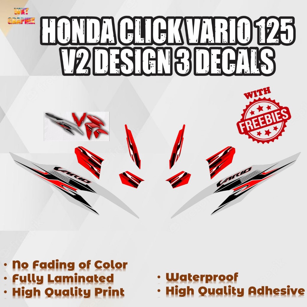HONDA CLICK VARIO 125 V2 DESIGN 3 DECALS (WATERPROOF, LAMINATED, FADE ...