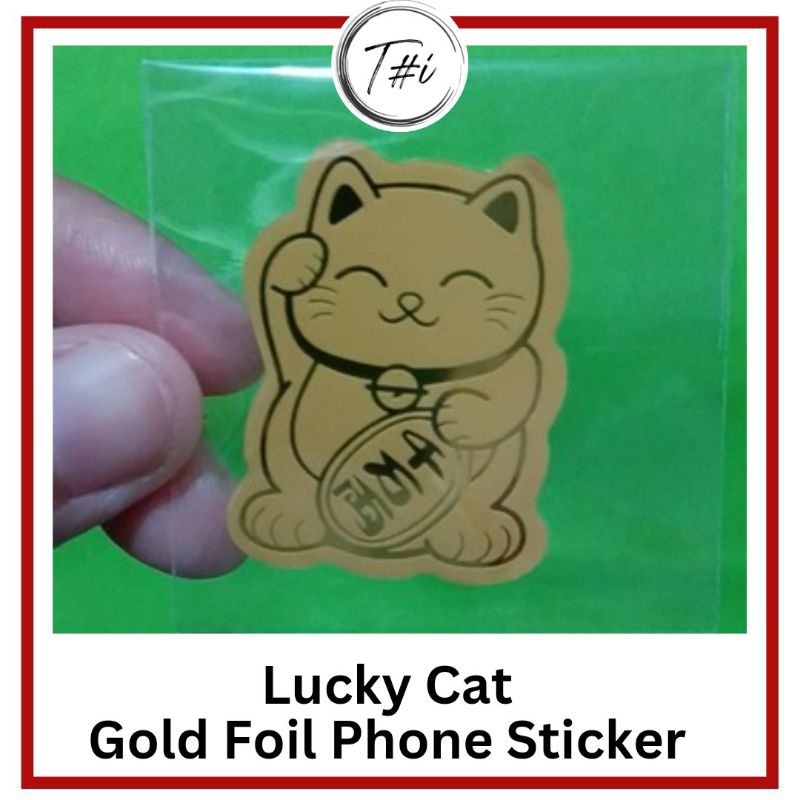 Lucky Cat Phone Sticker 1 piece Maneki-neko Gold Foil | Shopee Philippines