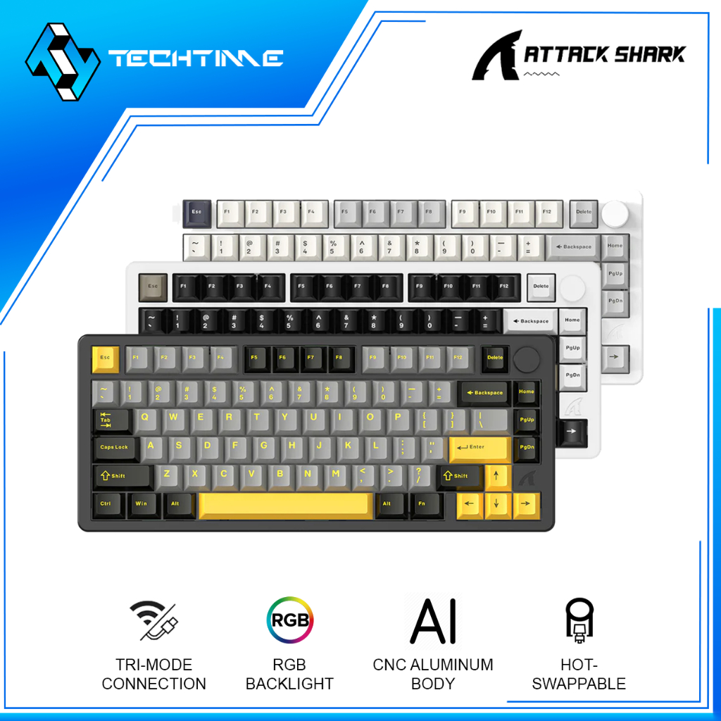 Attack Shark X86 Full Aluminum 75% Tri Mode Wireless Gasket Hot ...