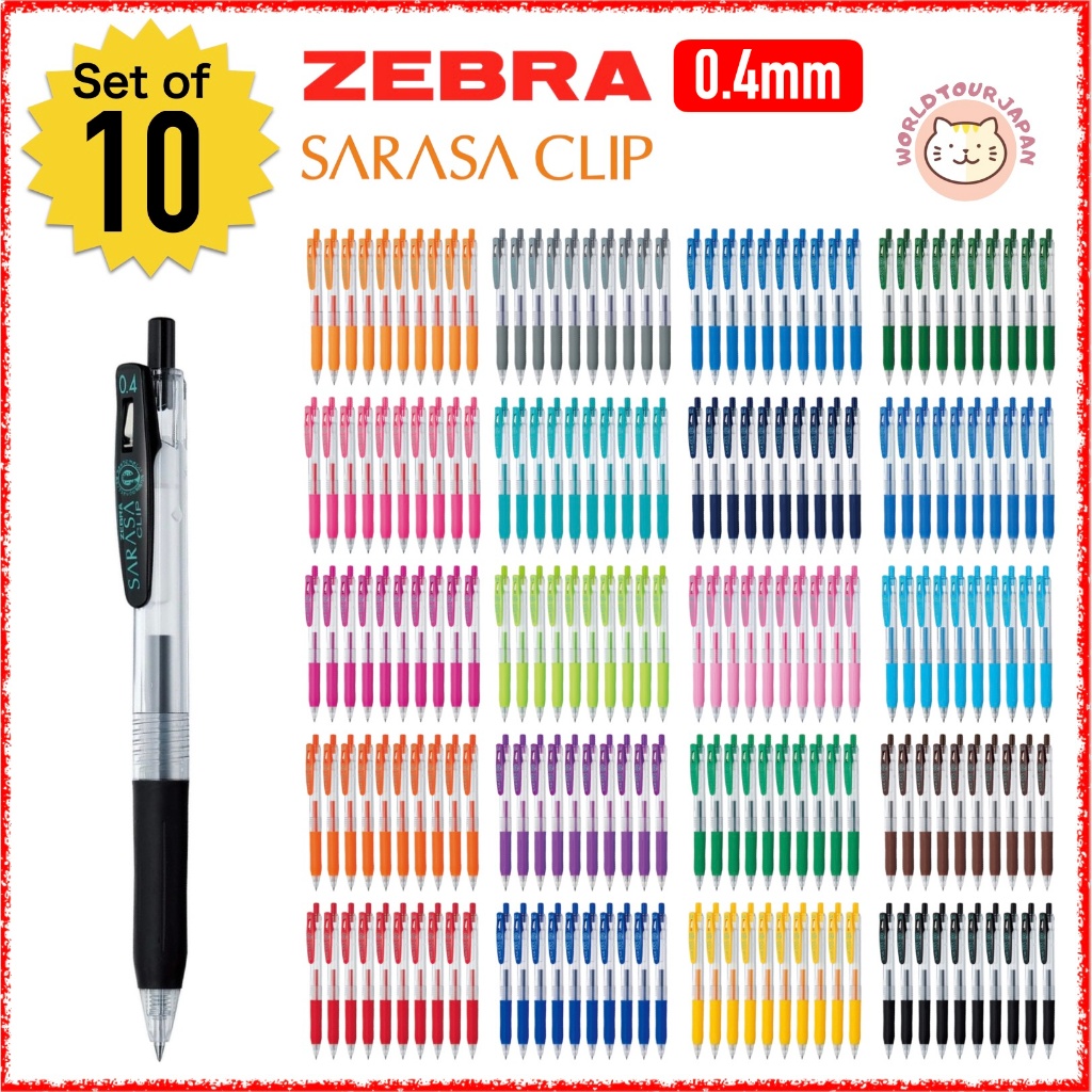 ZEBRA / SARASA CLIP / Gel Ink Ballpoint Pen / Set of 10 / Line Weight 0 ...