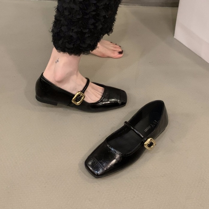 【YOKO】 2CM French Flat Shoes Mary Jane Shoes New quare Toe Shallow ...