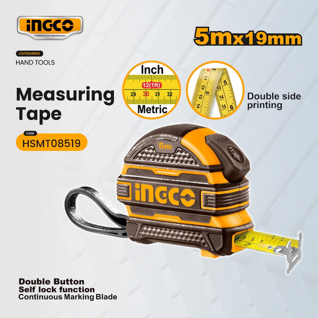 Ingco HSMT08519 Steel Measuring Tape 5mx19mm with SELF LOCK FUNCTION IHT | Shopee Philippines