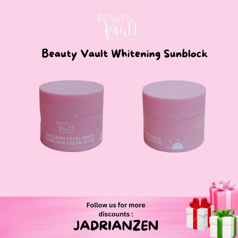Beauty Vault Whitening Pearl White Sunblock | Pink Sunscreen Cream with SPF45 Per Piece | Shopee ...