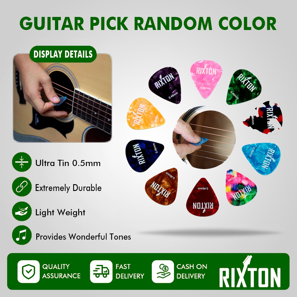 Rixton Guitar Pick (Random) Plectrum Mediator Celluloid Electric Smooth ...