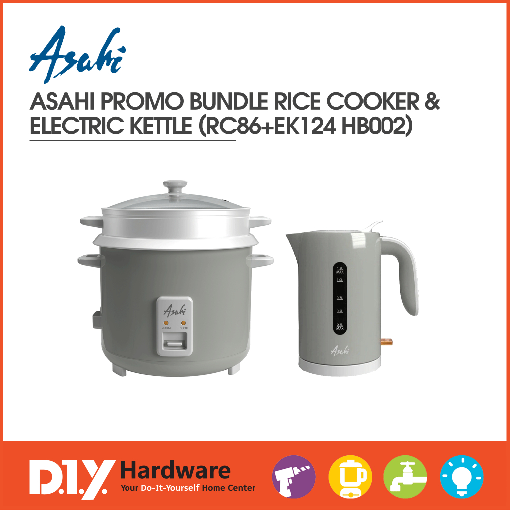 ASAHI by DIY Hardware Bundle Rice Cooker 86 + Electric Kettle 124 HB002 ...