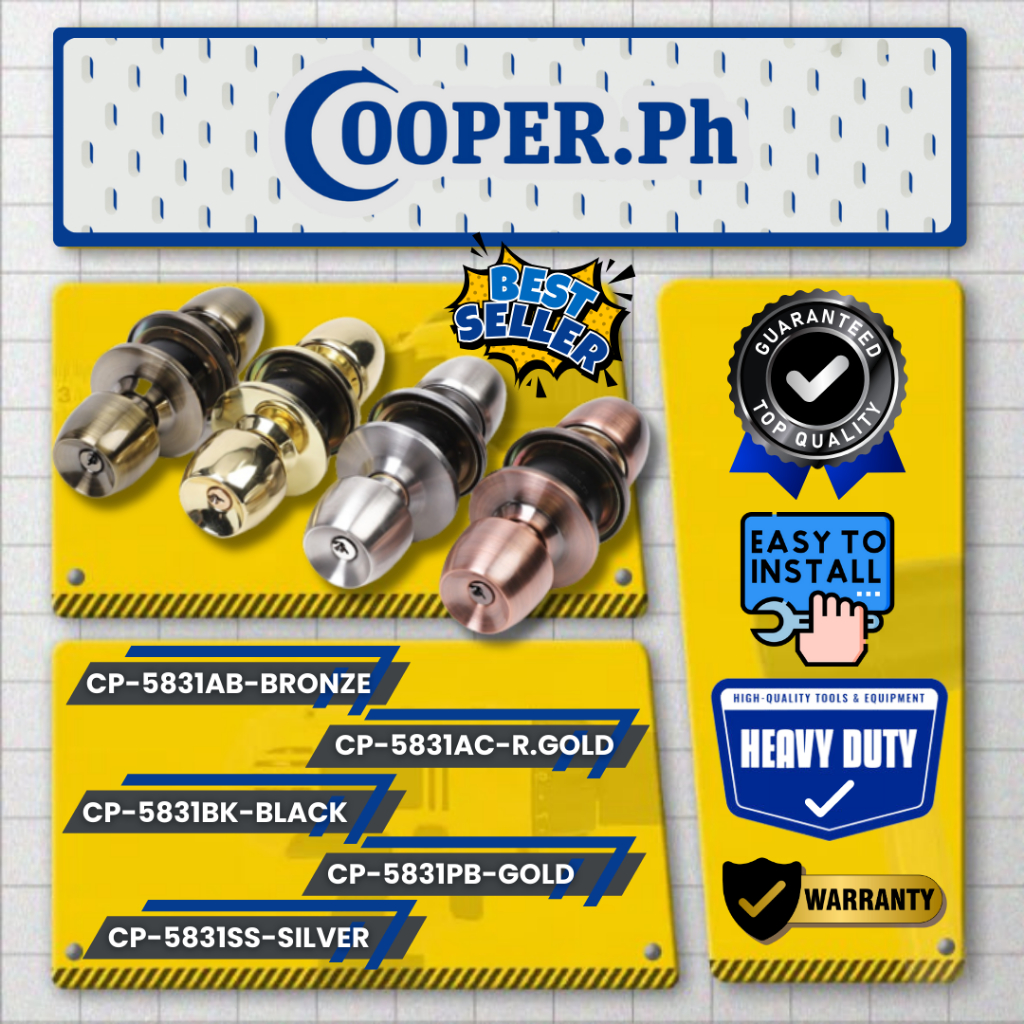 Cooper.ph CP-5831 high quality stainless doorknob black glod silver | Shopee Philippines