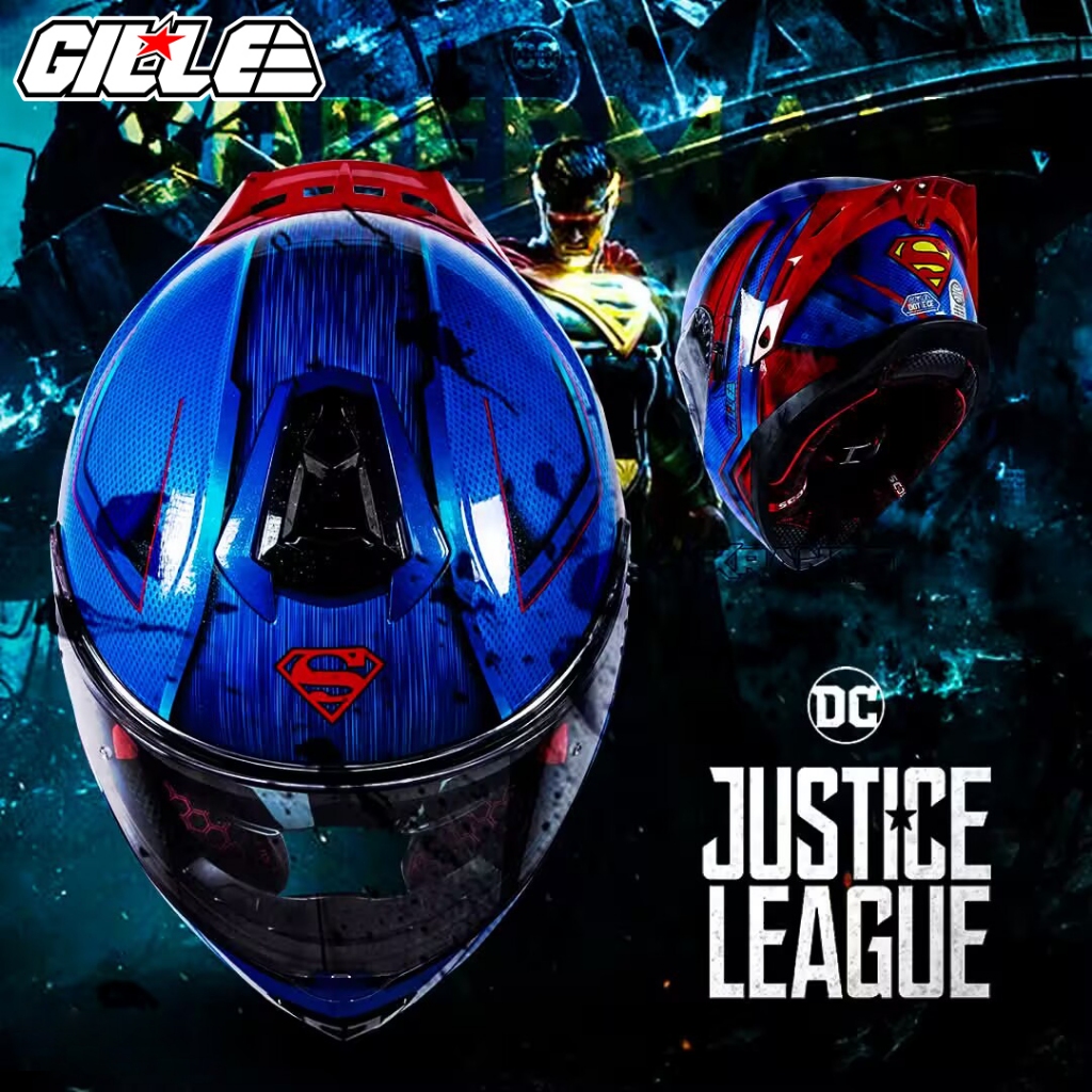 GILLE Official 883 FALCON DC SuperMan Helmet Full Face Dual Visor for ...