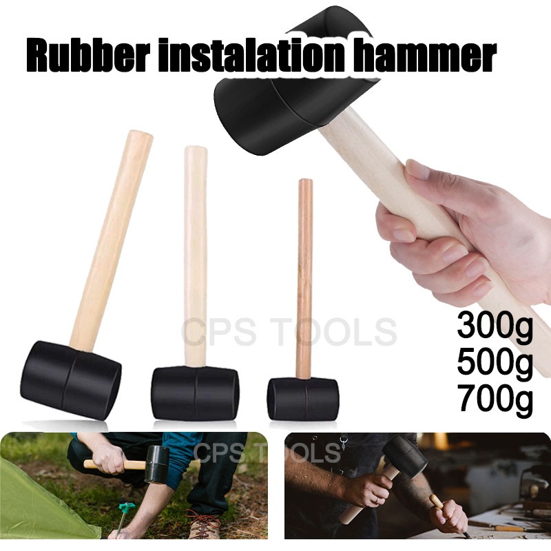 300g 500g 700g Rubber Mallet Double Faced Soft Hammer with Wooden Handle for tiles | Shopee ...